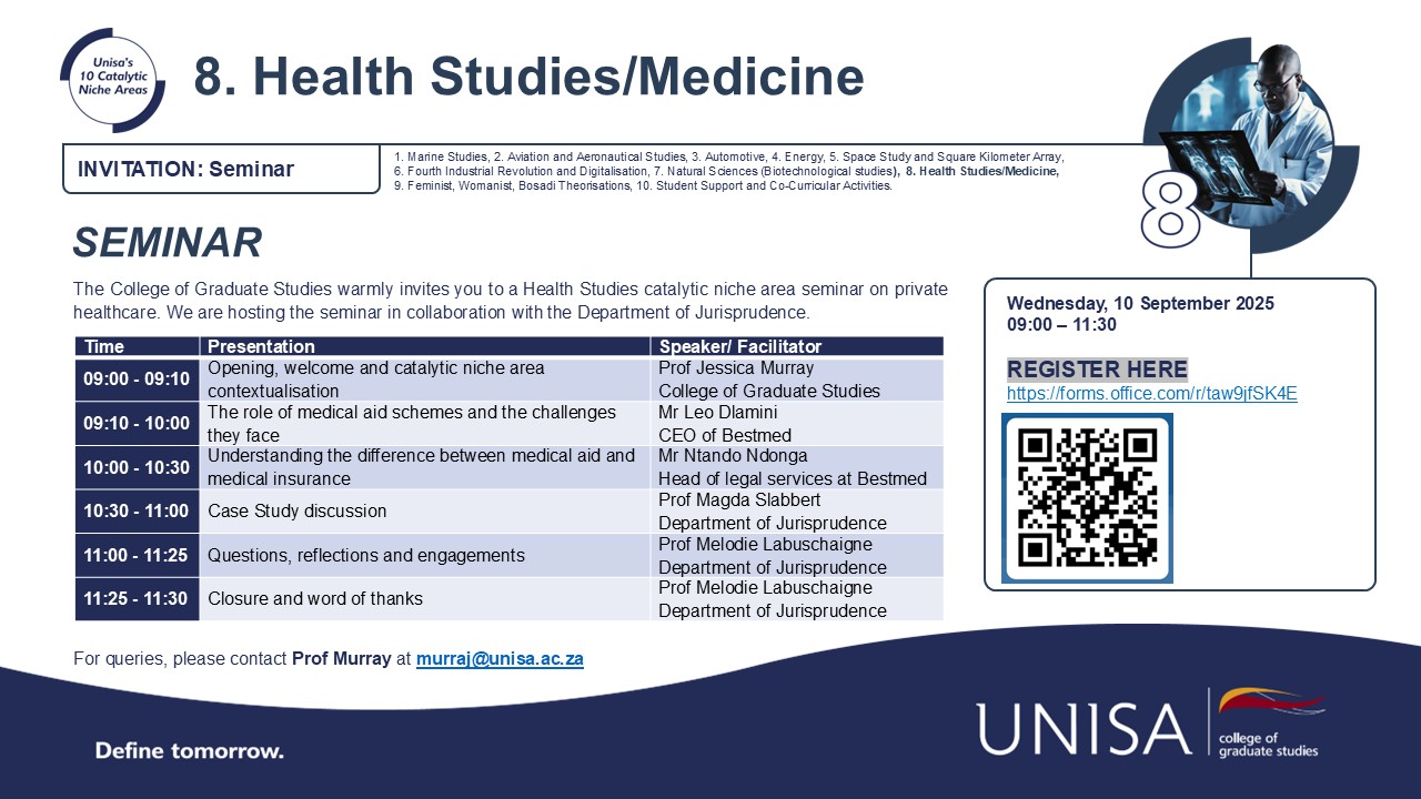 CGS Catalytic Niche Area Working Group session: 'Health Studies/Medicine'